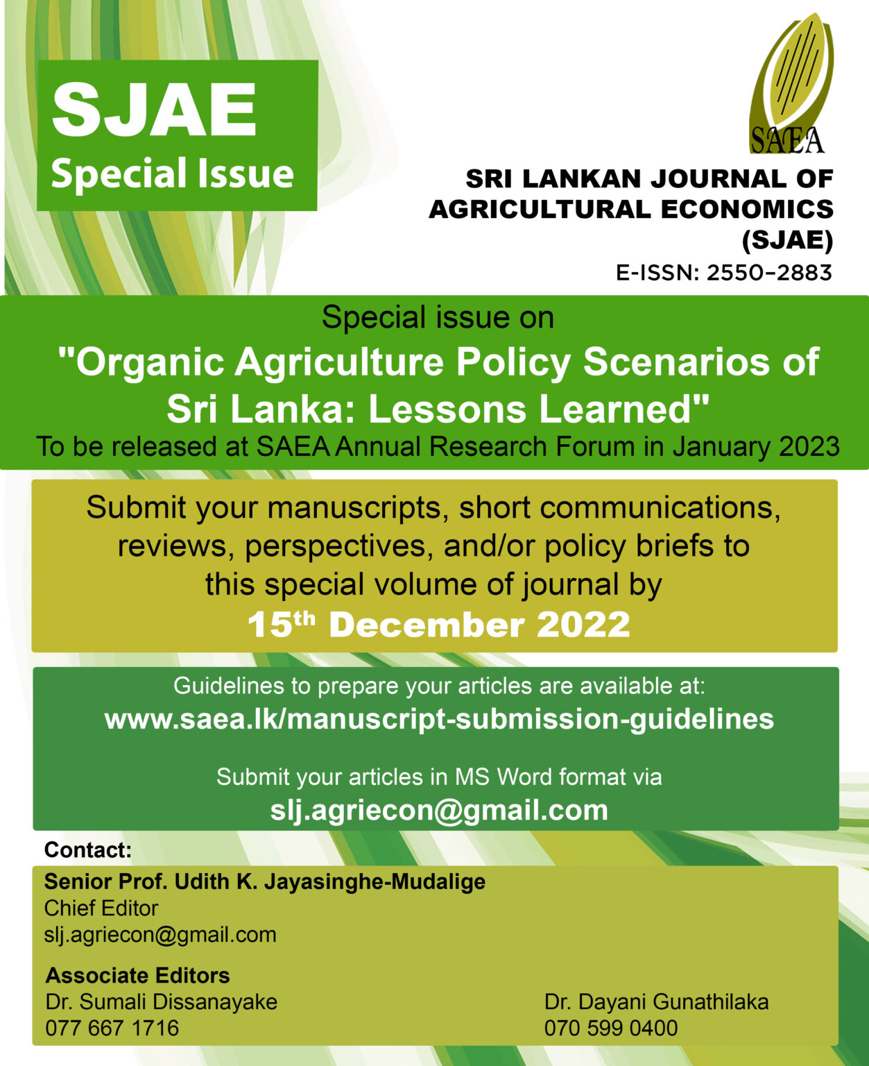 SJAE Special Issue – Sri Lanka Agriculture Economics Association
